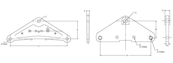 Silver Tangent Triangular Yoke Plate Overhead Electric Hardware Accessories