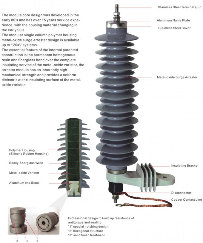 Metal Oxide Surge Arrester 5kv Lightning Surge Arrestor Composite Polymer
