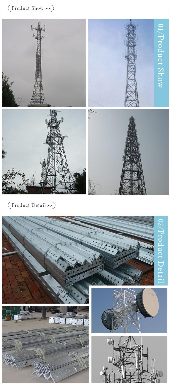 40 Meter Telecom Tower Galvanized Mast 3 Legged Tubular Antenna Tower