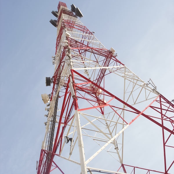 60m Galvanized Angle Steel Self Supporting Telecom Tower 3 Legs Tubular