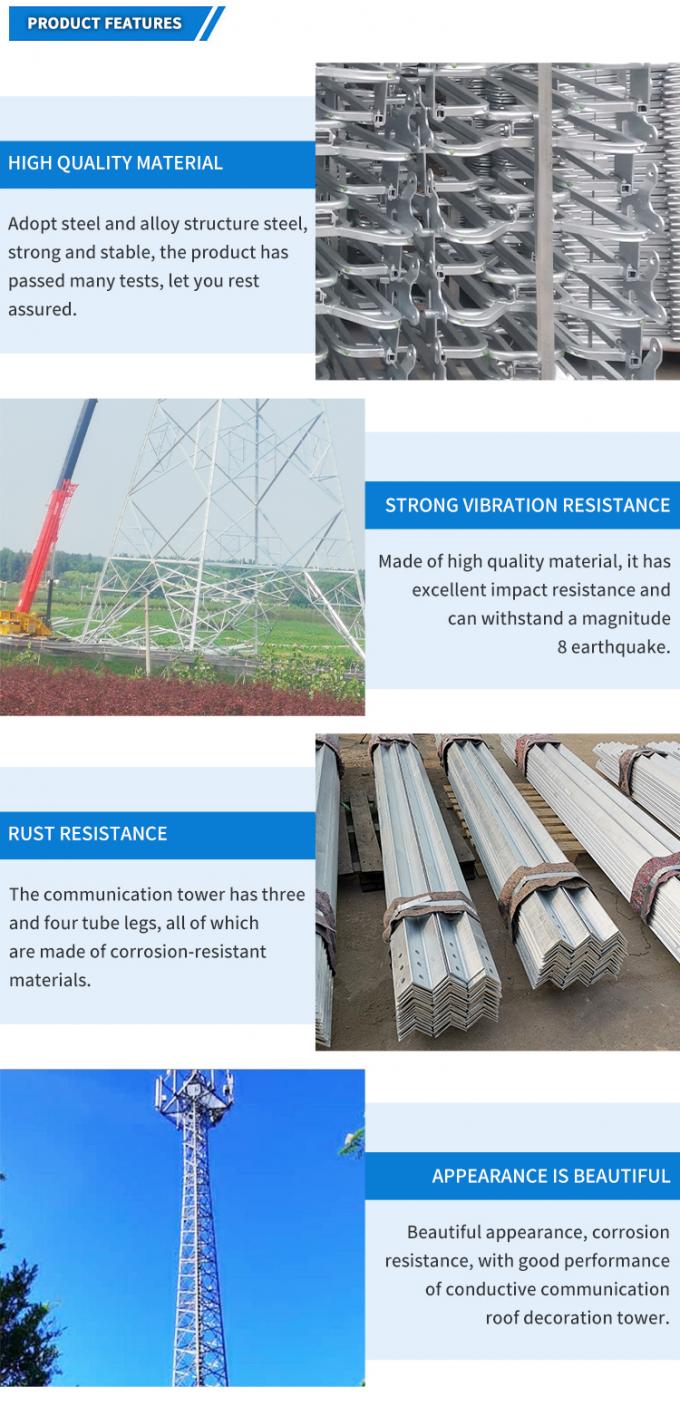 Self Supporting Galvanized Lattice Angle Steel Tubular Tower Tubular ...