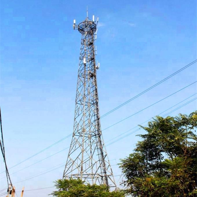 30m Galvanized 3 Legged Tubular Lattice Steel Towers Telecom Mobile ...