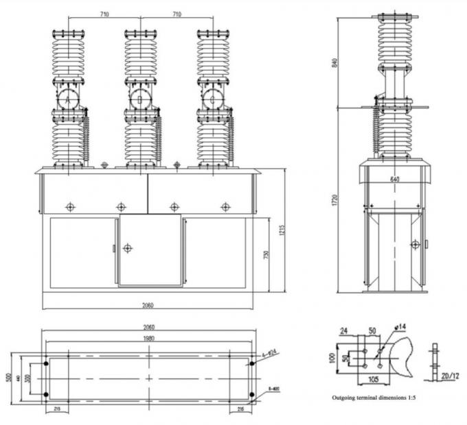 40.5kv 1250A Outdoor High Voltage AC Vacuum Substation Circuit Breaker