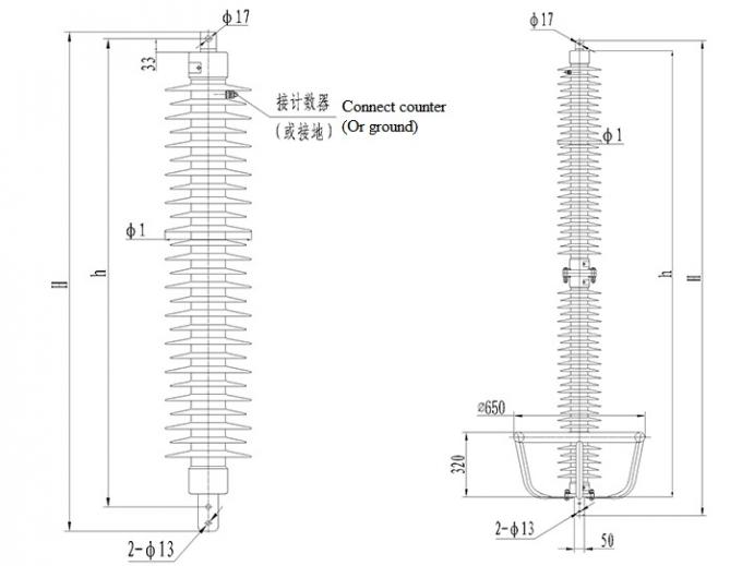 132kv Metal Oxide Composite Surge Arrester High Voltage Gapless Type